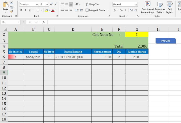 Aplikasi Kwitansi Nota Otomatis Penjualan Invoice Belanja Barang Excel ...